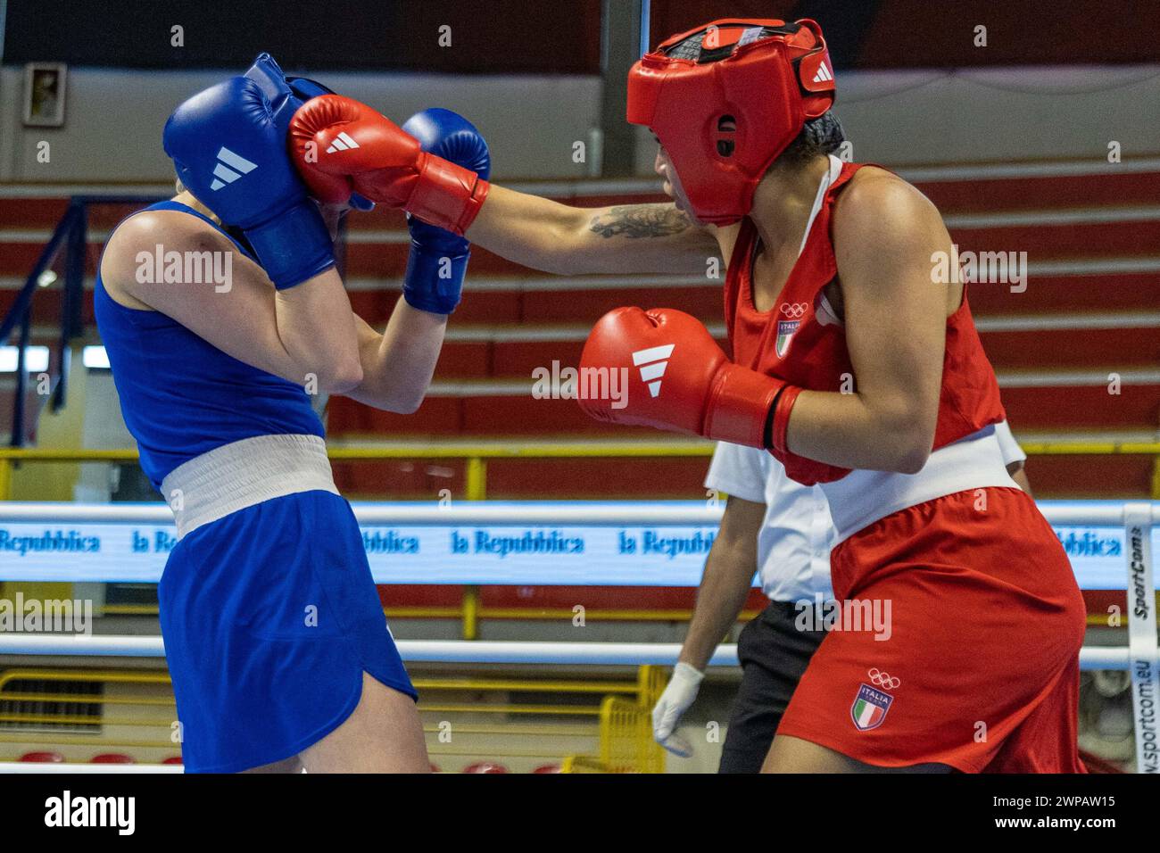 Busto Arsizio, Italy. 06th Mar, 2024. Gemini Melissa (Ita) in red and ...