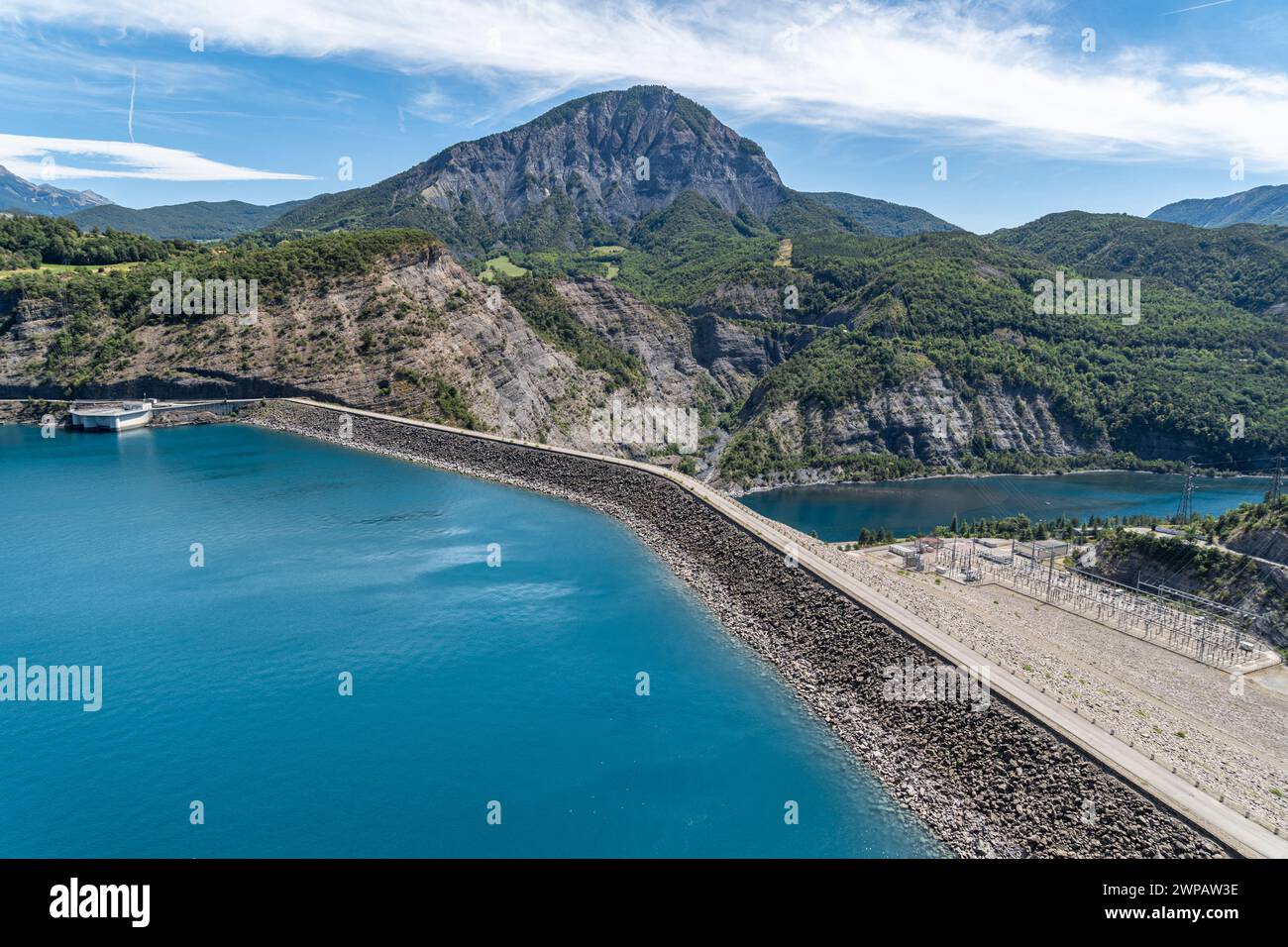 Dam of the Lake of Serre-Poncon, one of the largest reservoirs in ...