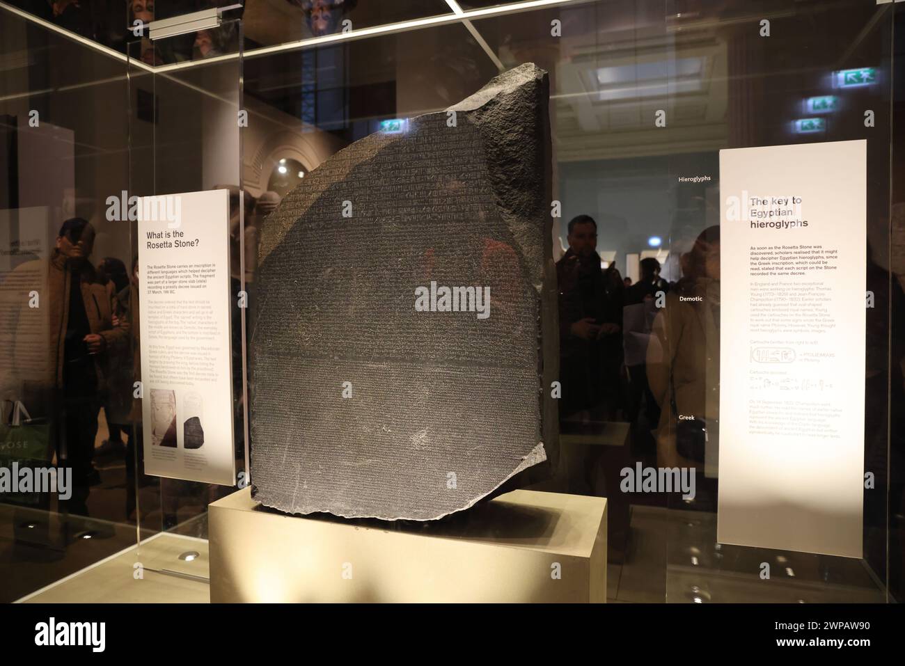 The Rosetta Stone, a stele of granodiorite inscribed with 3 versions of ...