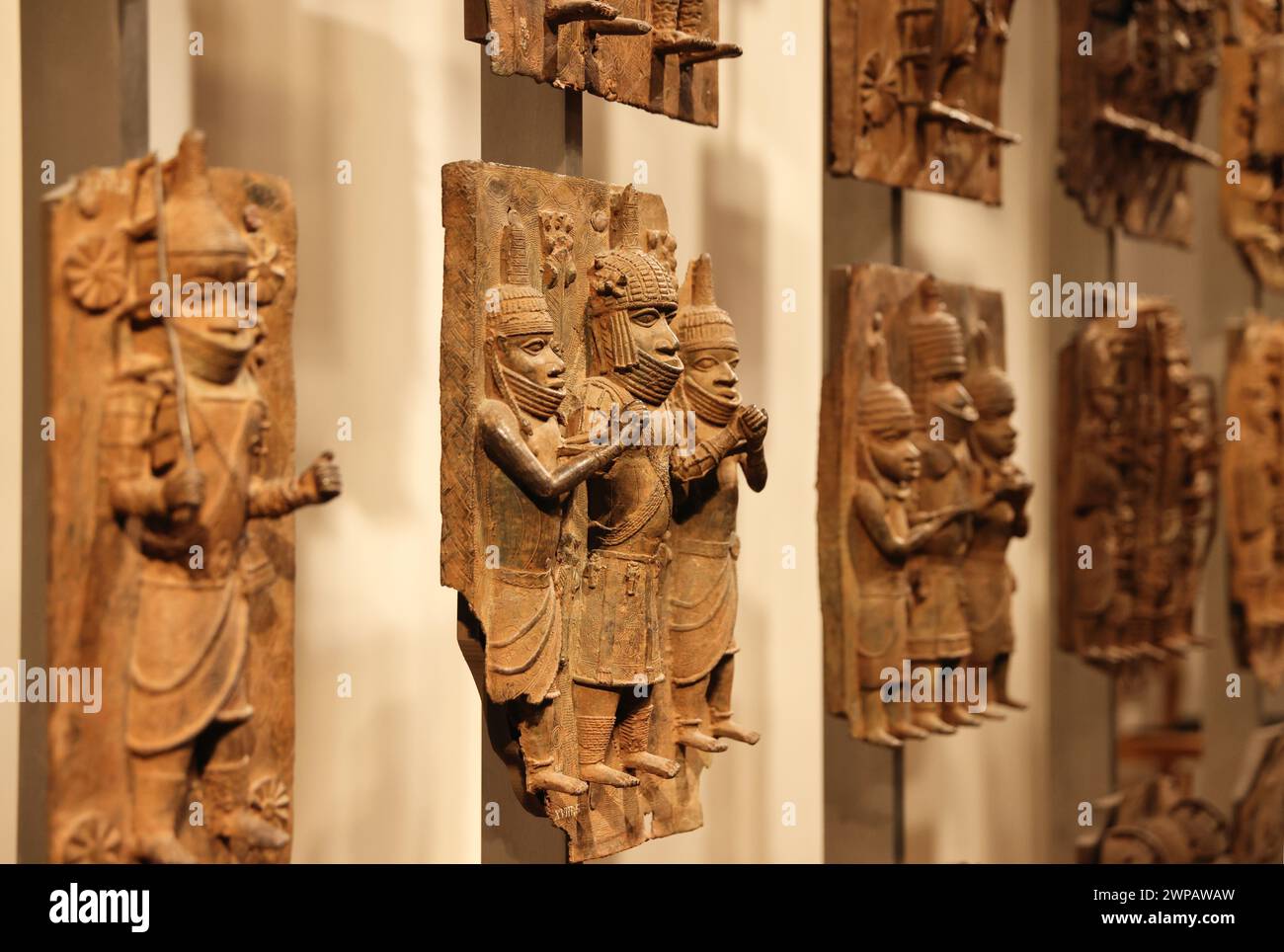 The Benin Bronzes, plaques made in the West African Kingdom of Benin ...