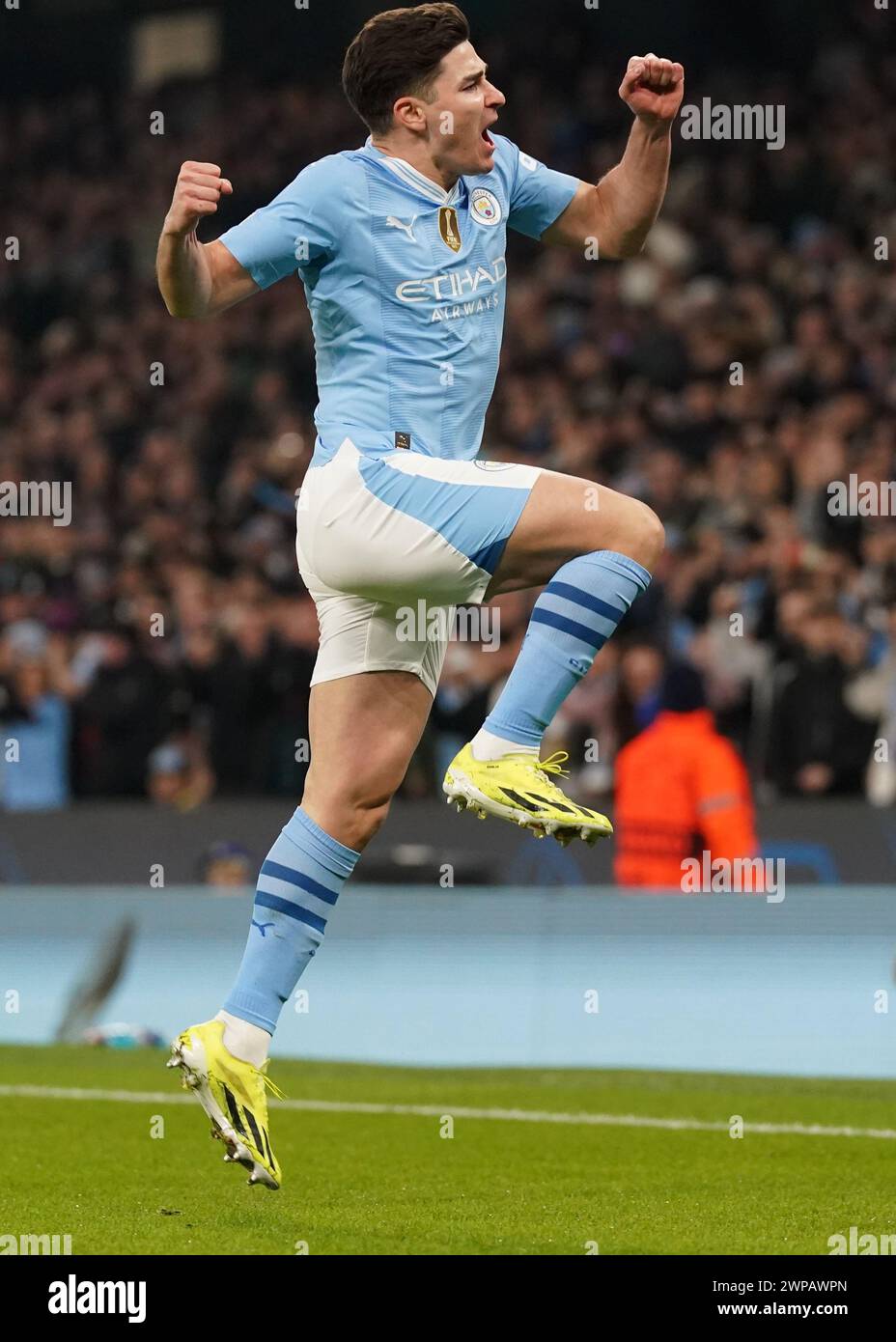 Manchester City's Julian Alvarez celebrates scoring their side's second ...