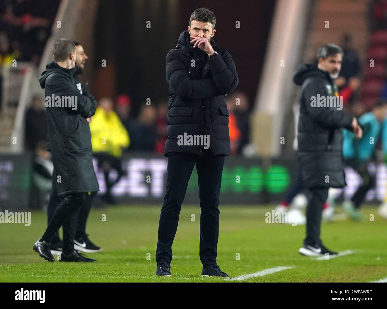 Middlesbrough manager Michael Carrick on the touchline during the Sky ...
