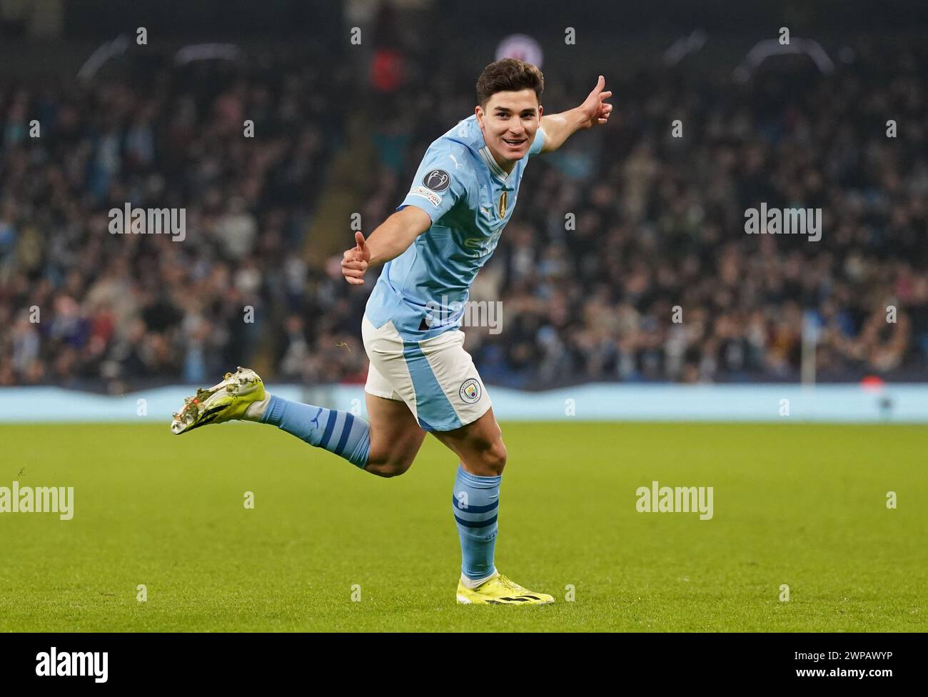 Manchester City's Julian Alvarez celebrates scoring their side's second ...