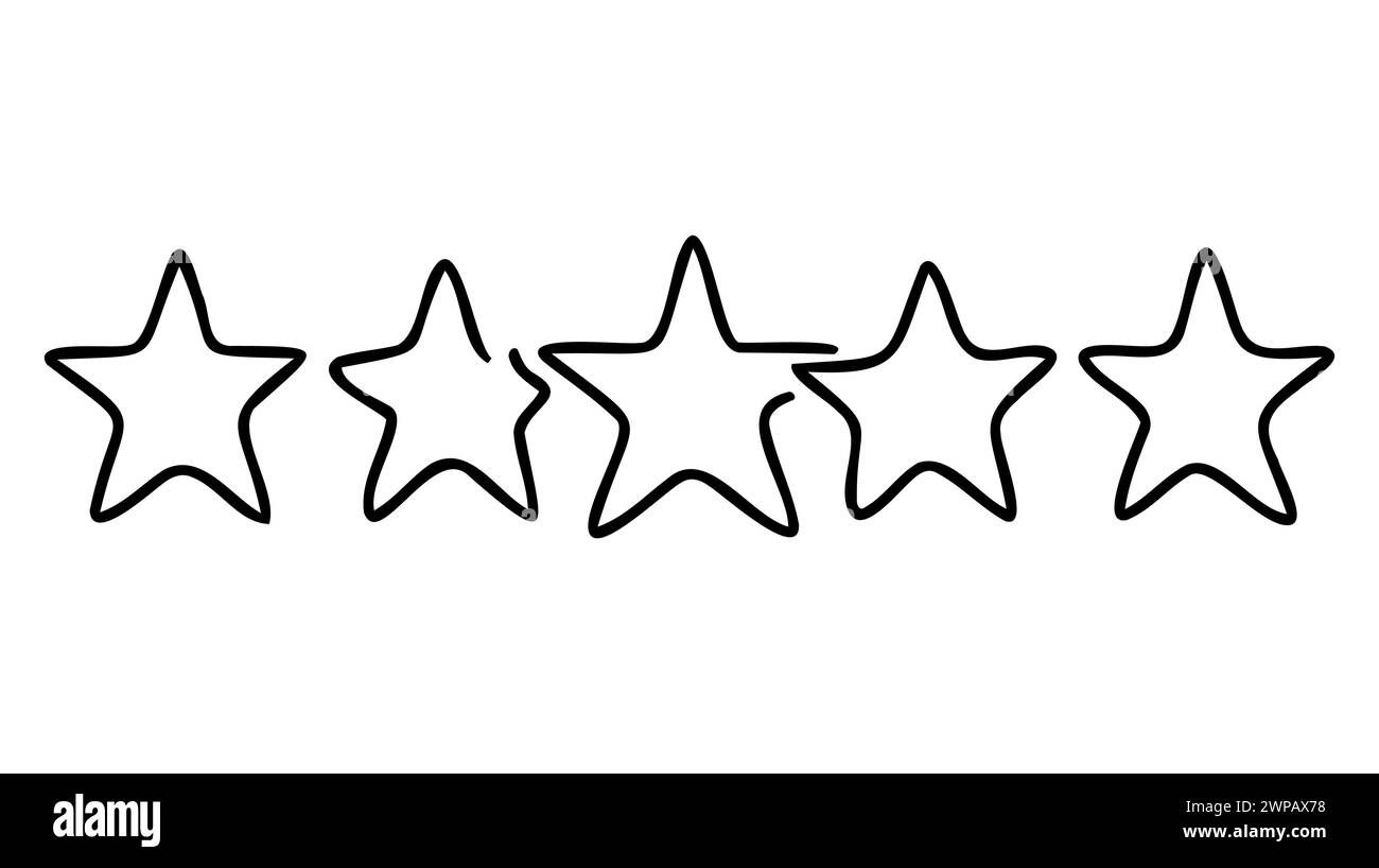 Hand draw doodle of five stars illustration in continuous line arts ...