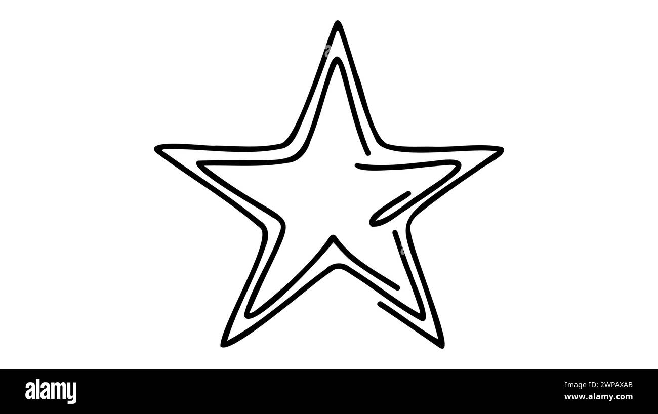 Hand draw doodle stars illustration in continuous line arts style ...