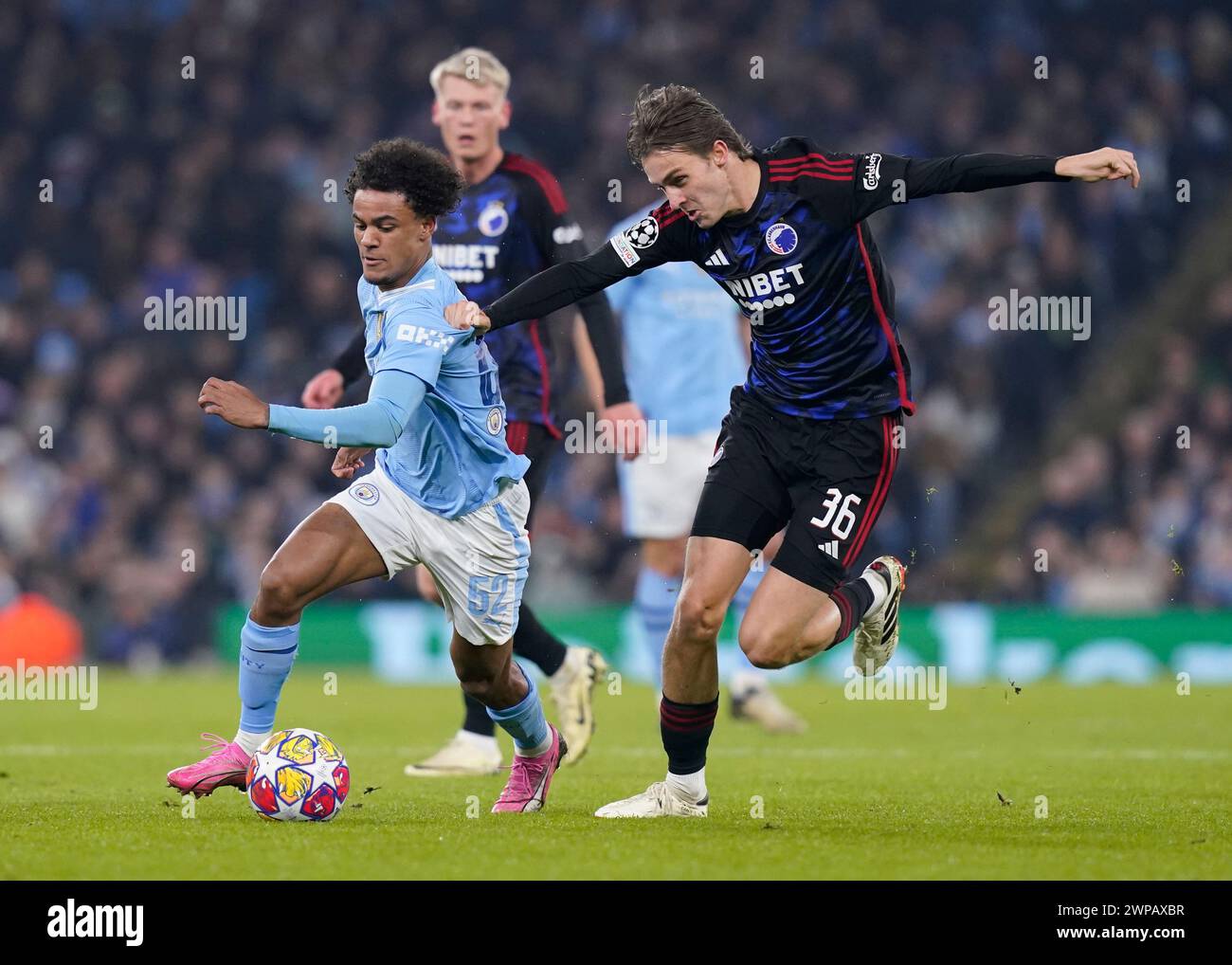 MANCHESTER, UK. 6th Mar, 2024. Oscar Bobb of Manchester City and ...