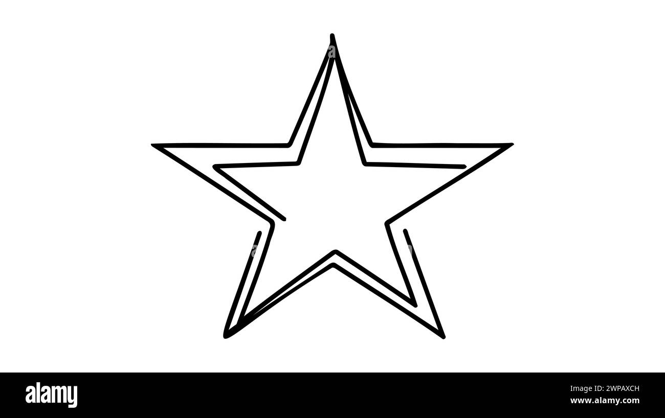 Hand draw doodle stars illustration in continuous line arts style ...