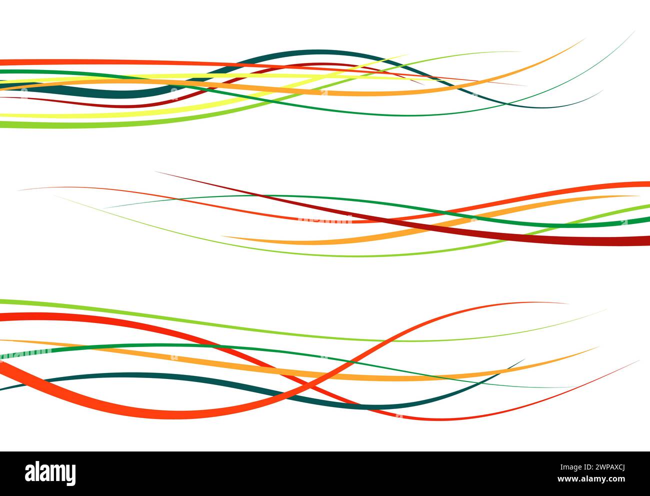 Set of abstract color curved lines. Wave design element. Vector ...