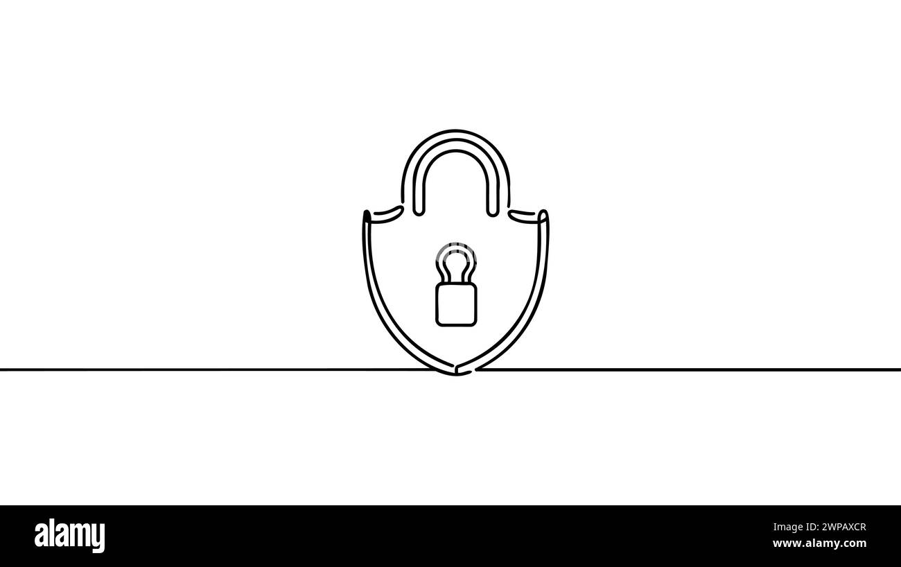 Continuous one line drawing of metal padlock. Padlock security sign ...