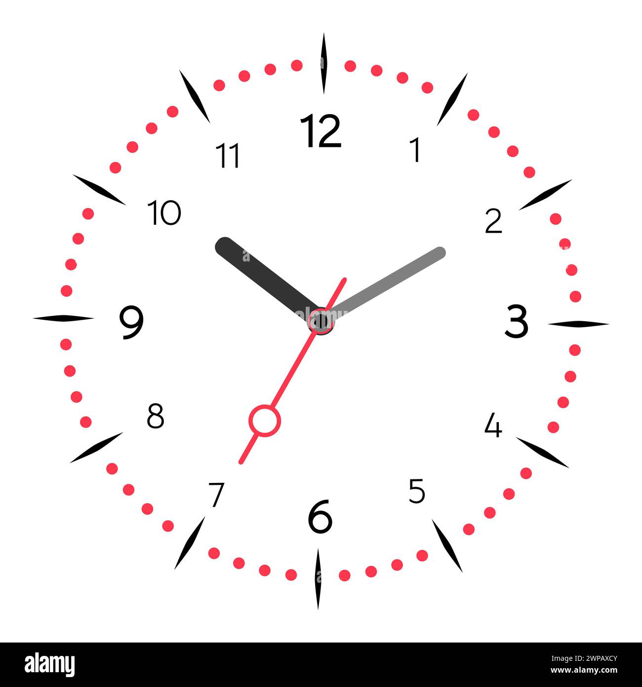 Vector illustration of mechanical clock. Clock face on white background ...