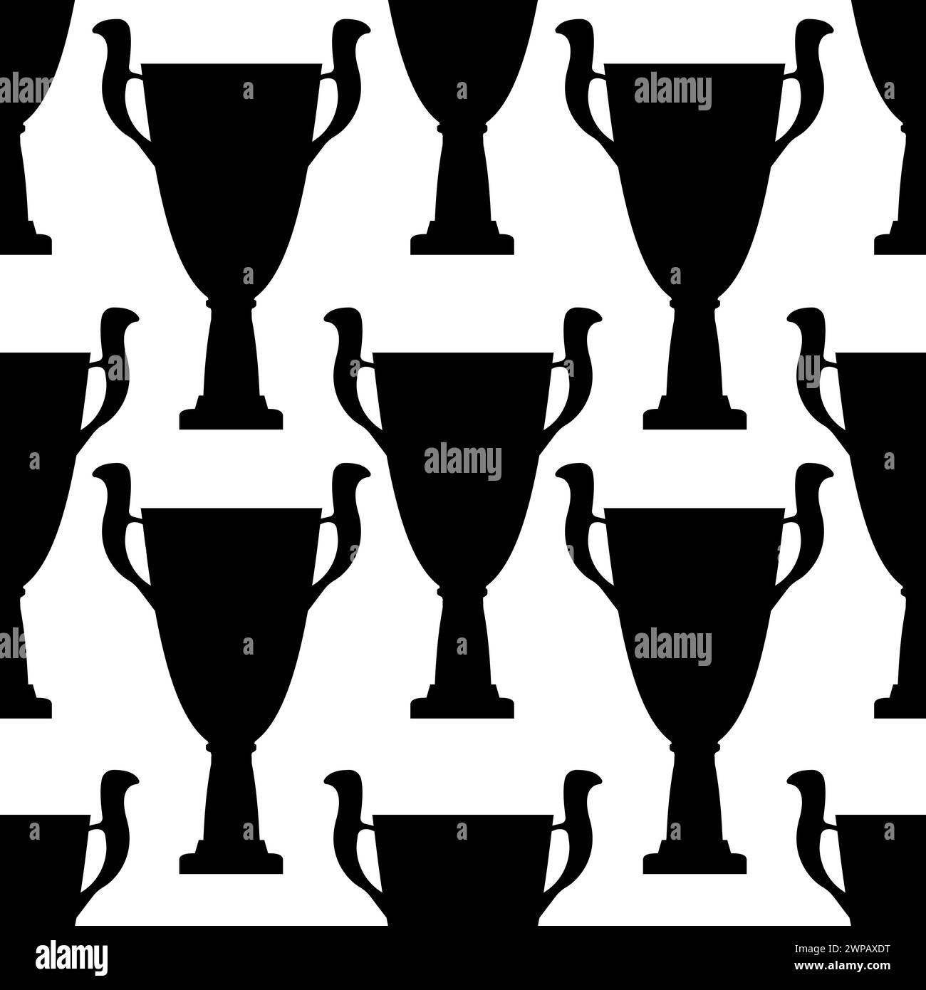 Winner trophy cup seamless pattern. Black simple silhouette texture ...