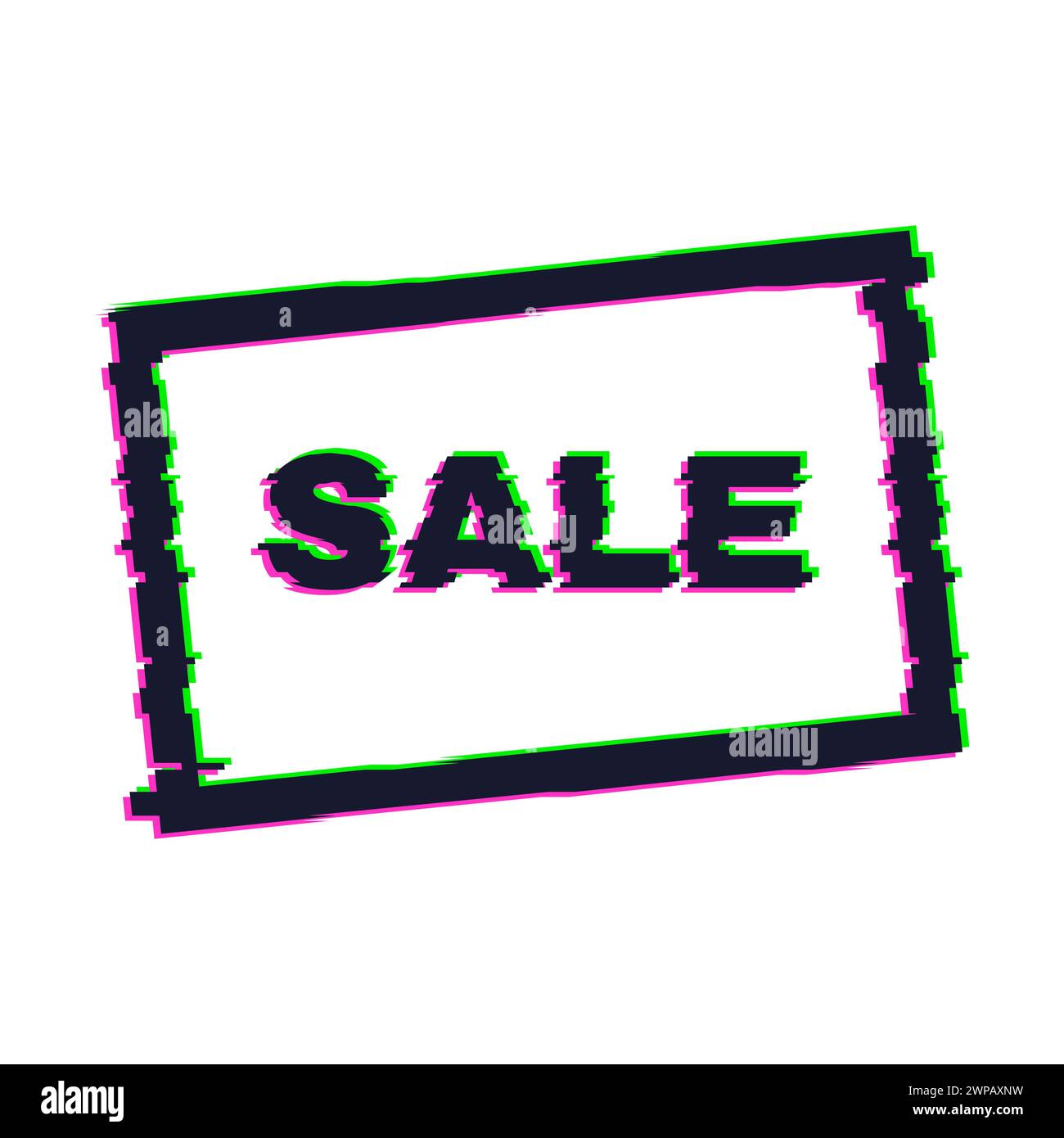 Distorted glitch sale banner with error effect on the edges and in text ...