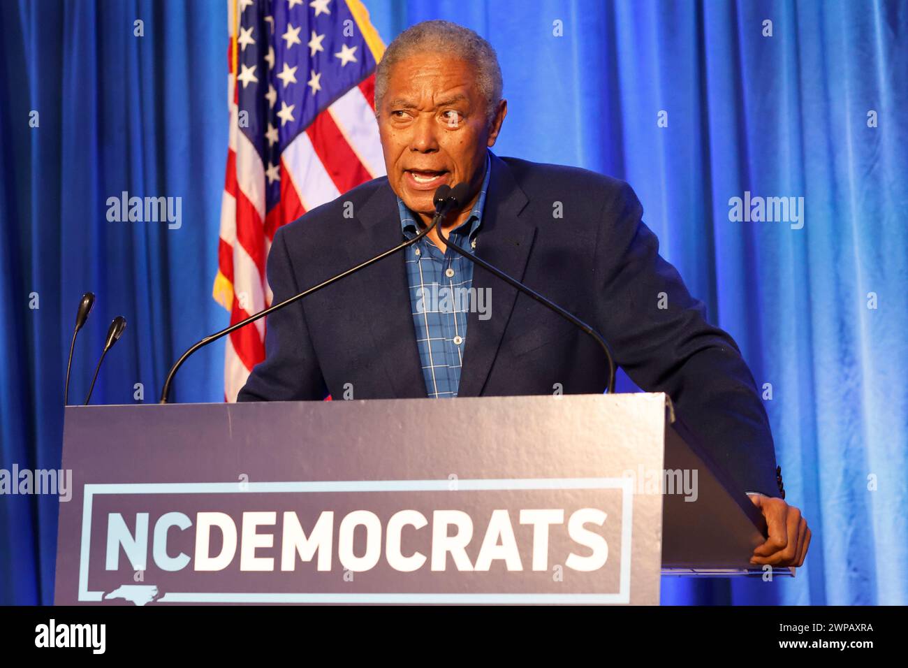 North Carolina Senate minority leader Dan Blue speaks at a primary ...