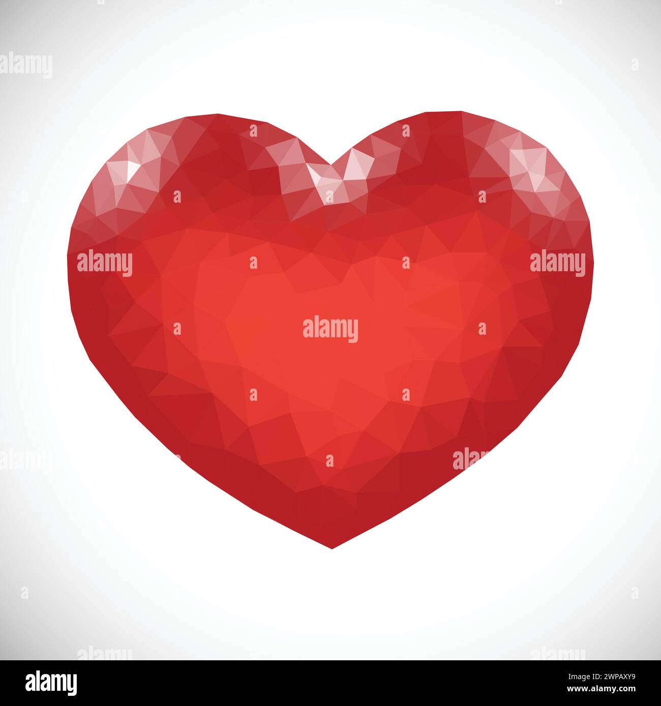 Red Low Poly Heart on white background. Symbol of Love. Vector ...