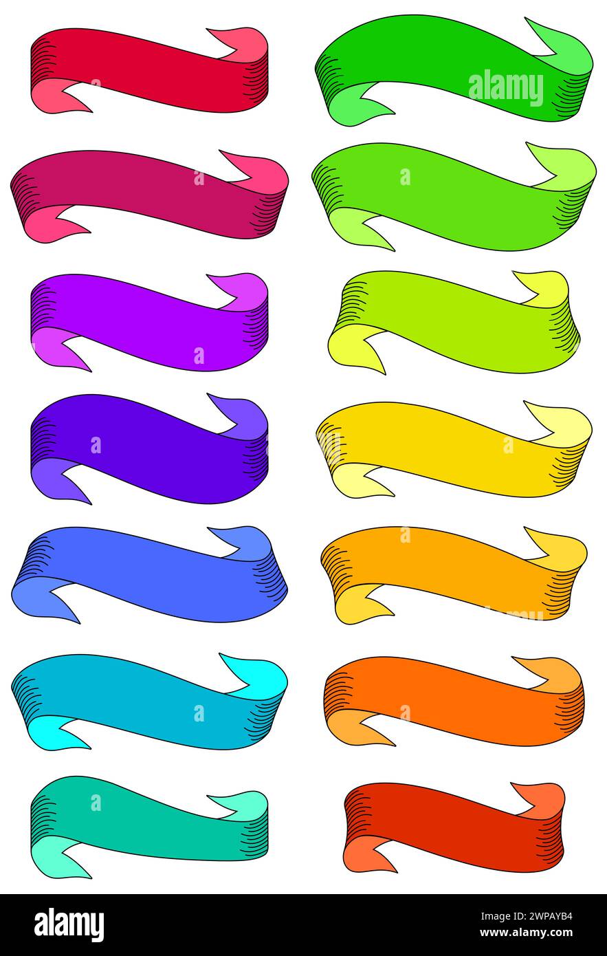 Set of multicolored cartoon ribbons and banners for web design. Great ...