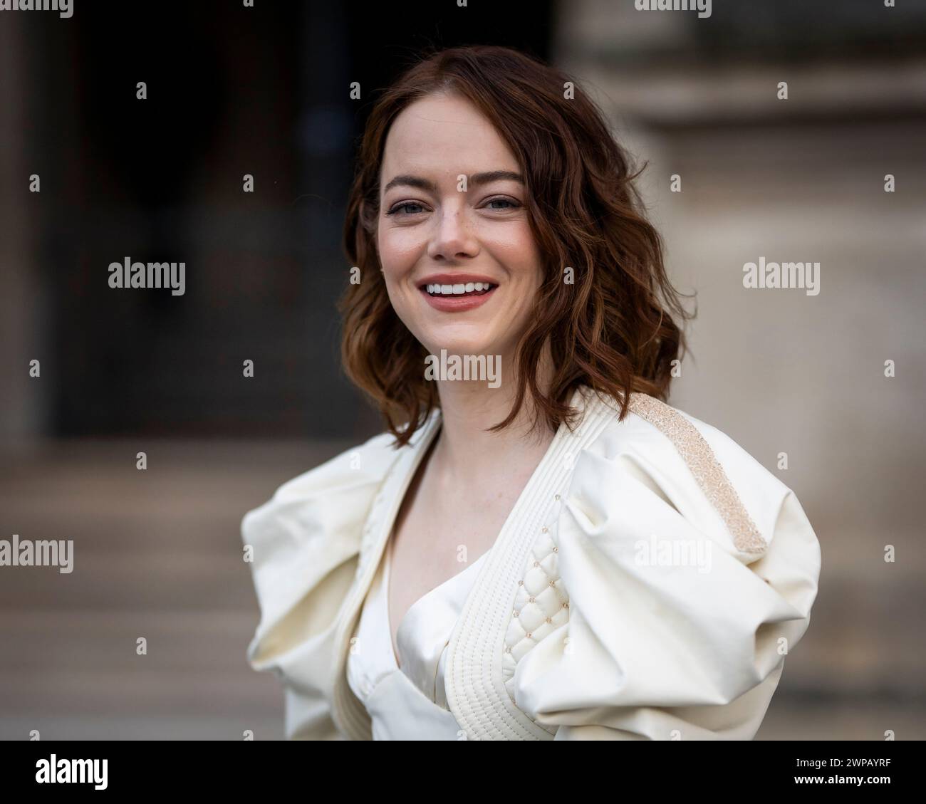 Emma Stone arrives for the Louis Vuitton Fall/Winter 2024-2025 ready-to ...