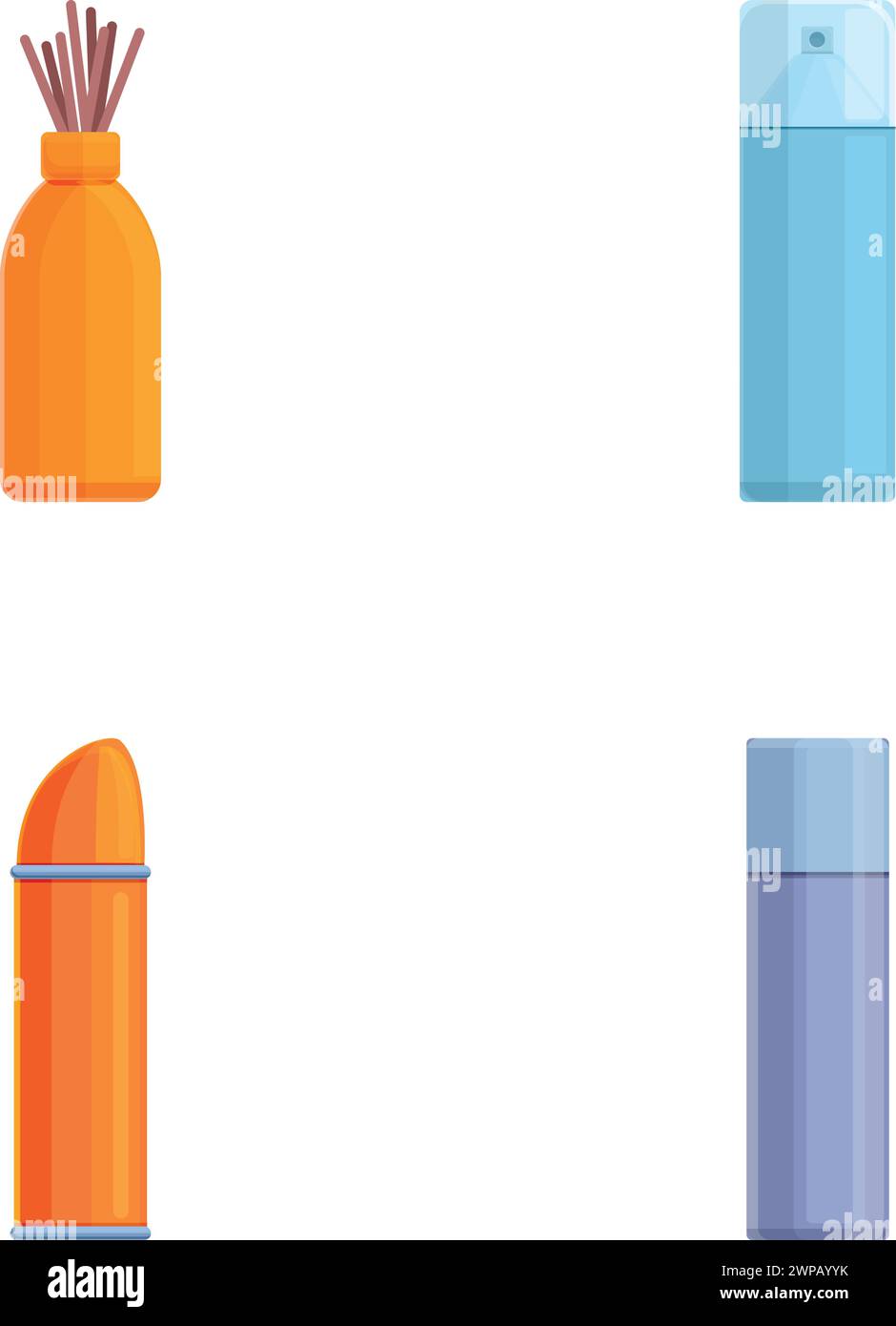 Home fragrance icons set cartoon vector. Deodorant and aromatic ...