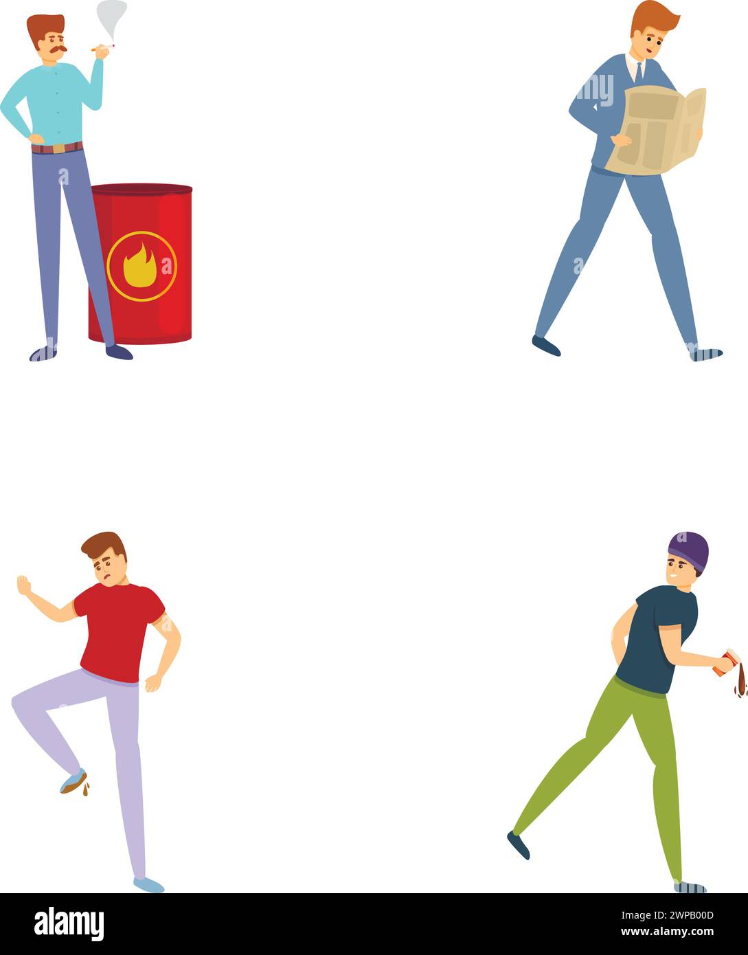 Household injurie icons set cartoon vector. Unhappy unlucky person ...