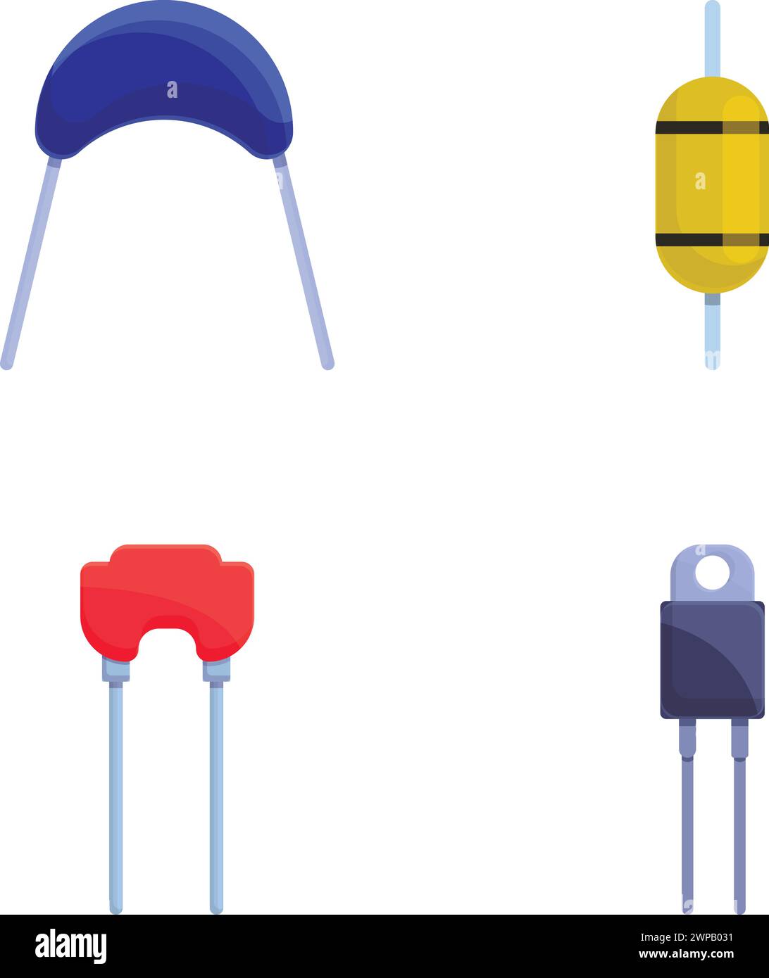 Capacitor icons set cartoon vector. Capacitor and resistor. Electronic ...