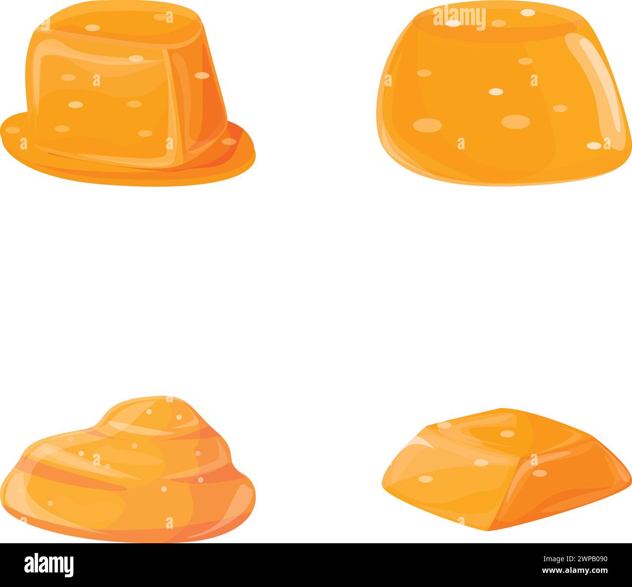 Salted caramel icons set cartoon vector. Salted toffee caramel piece ...
