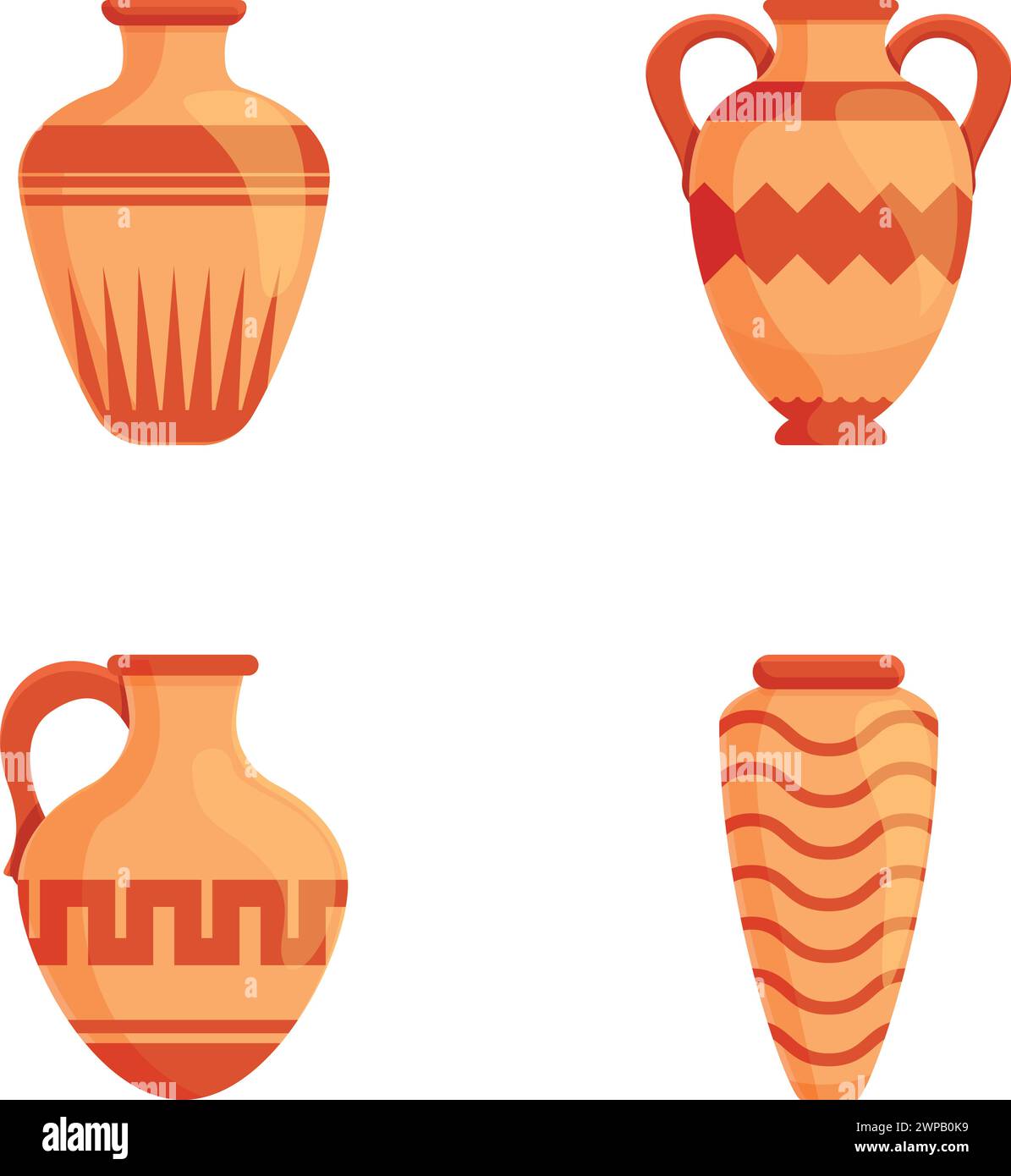 Greek vase icons set cartoon vector. Ancient greek or roman ceramic ...
