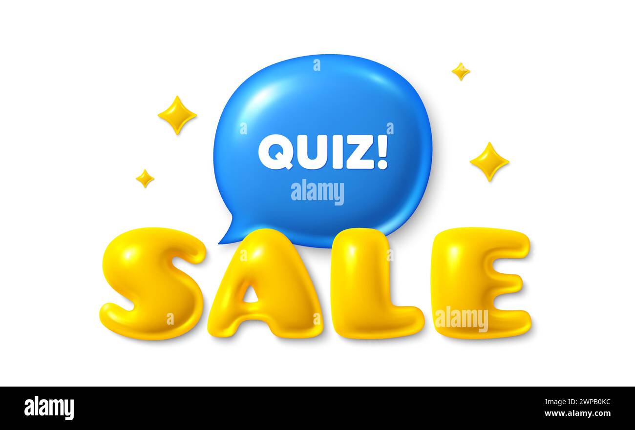 Quiz symbol. Answer question sign. Sale text 3d banner with chat bubble ...