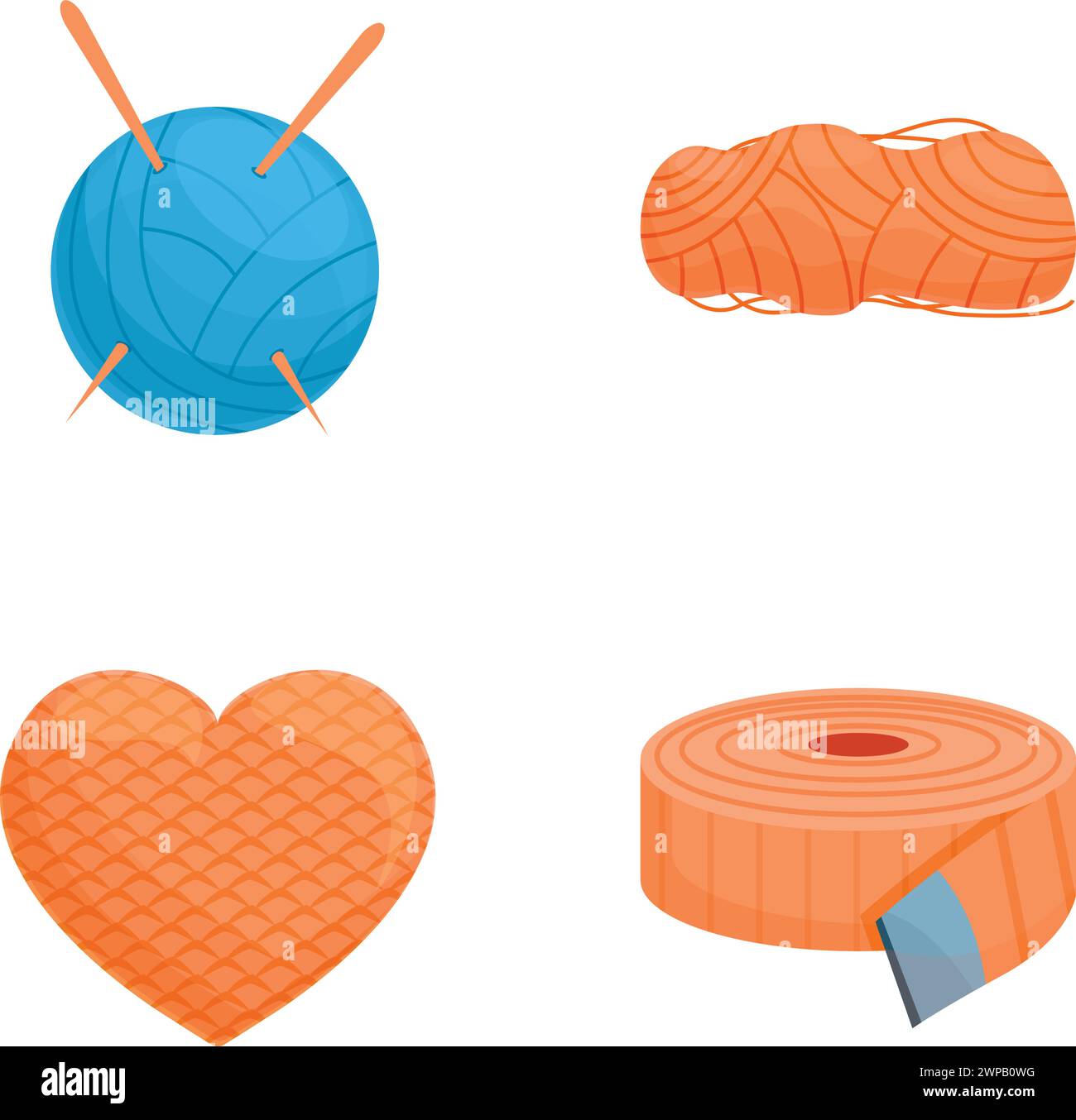Knitting icons set cartoon vector. Knitting thread, needle and ...