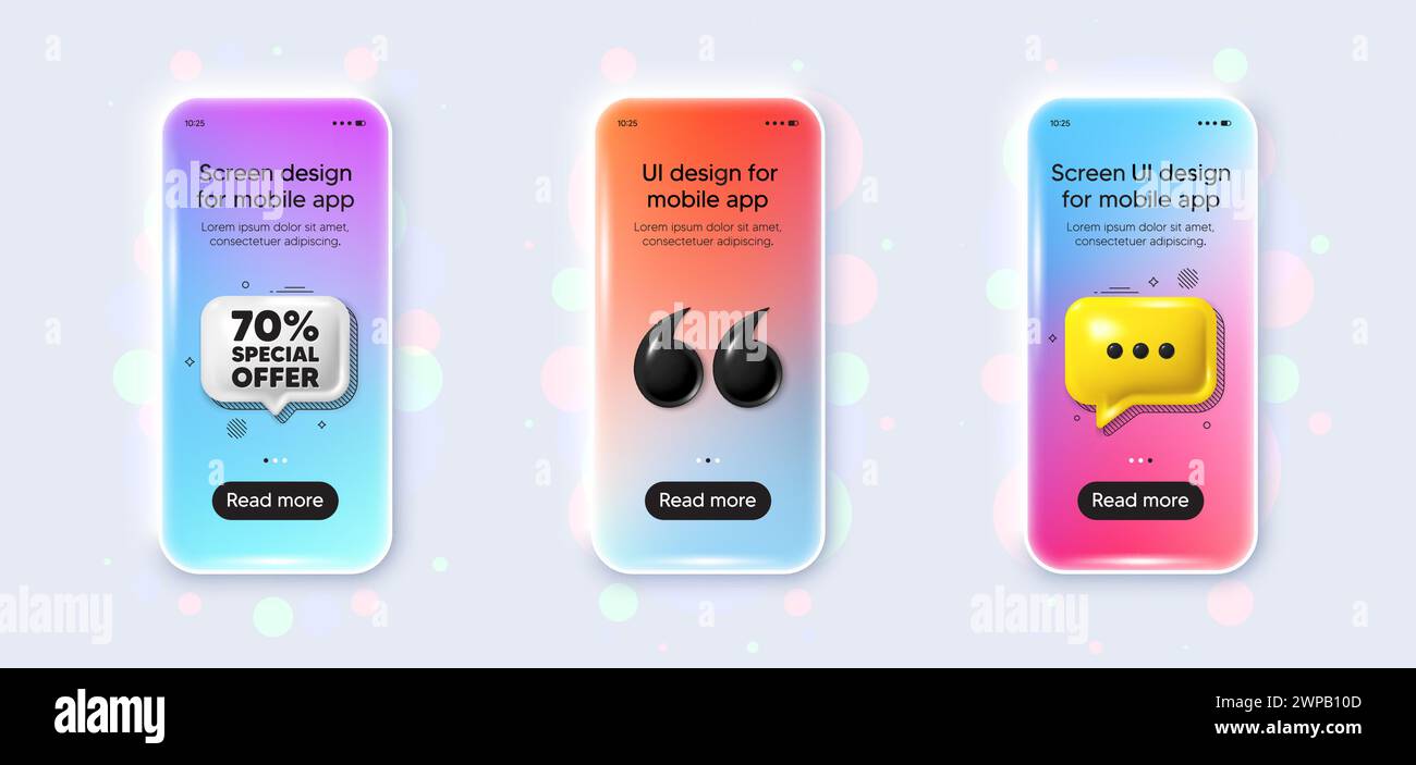 70 percent discount offer. Sale price promo sign. Phone 3d mockup ...