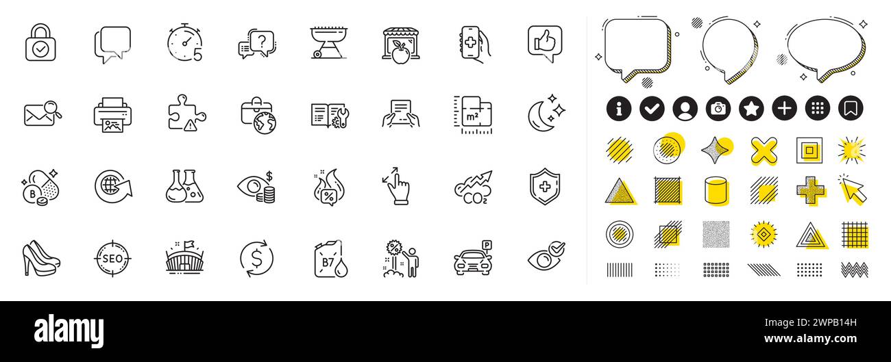 Set of Print image, Global business and Receive file line icons for web app. Pictogram icon ...