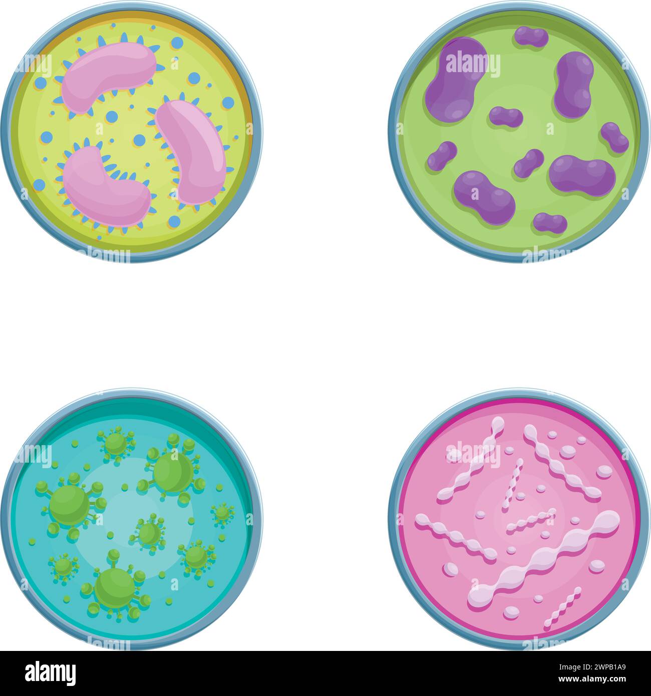 Bacteria icons set cartoon vector various type of bacteria hi-res stock ...