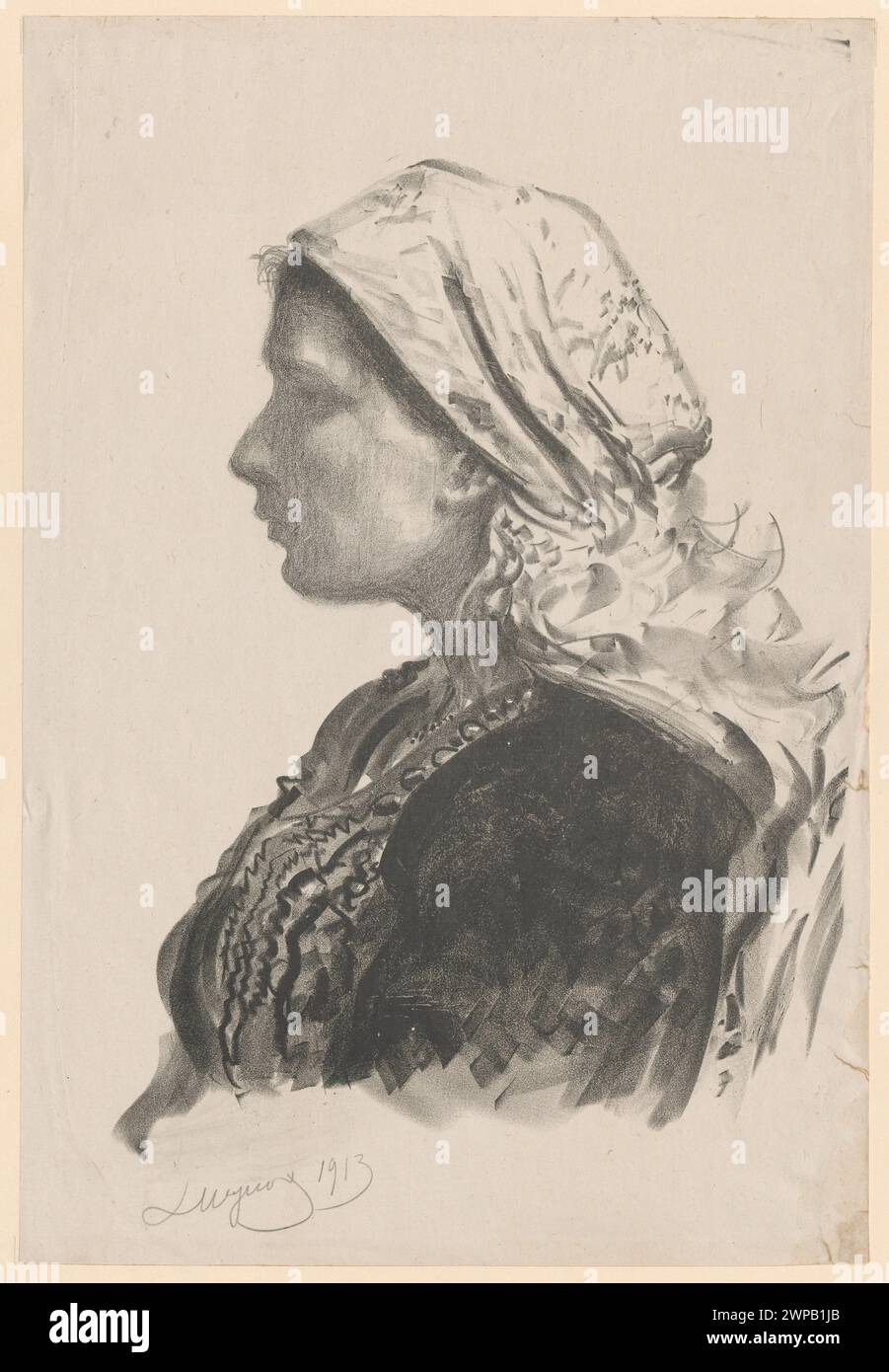 A 1913 portrait by Leon Wyczółkowski of a rural highlander girl, part ...