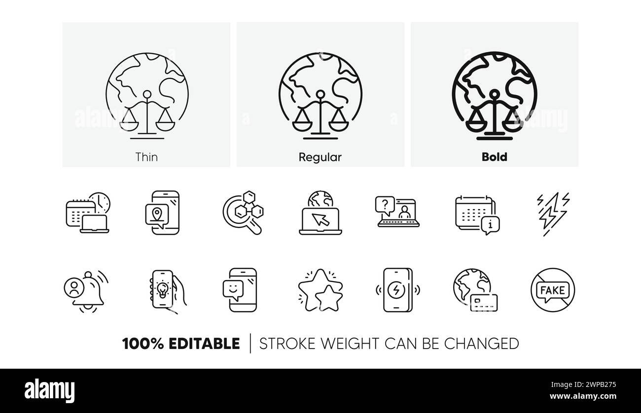 Pin marker, Fake news and Wireless charging line icons. For web app, printing. Line icons ...