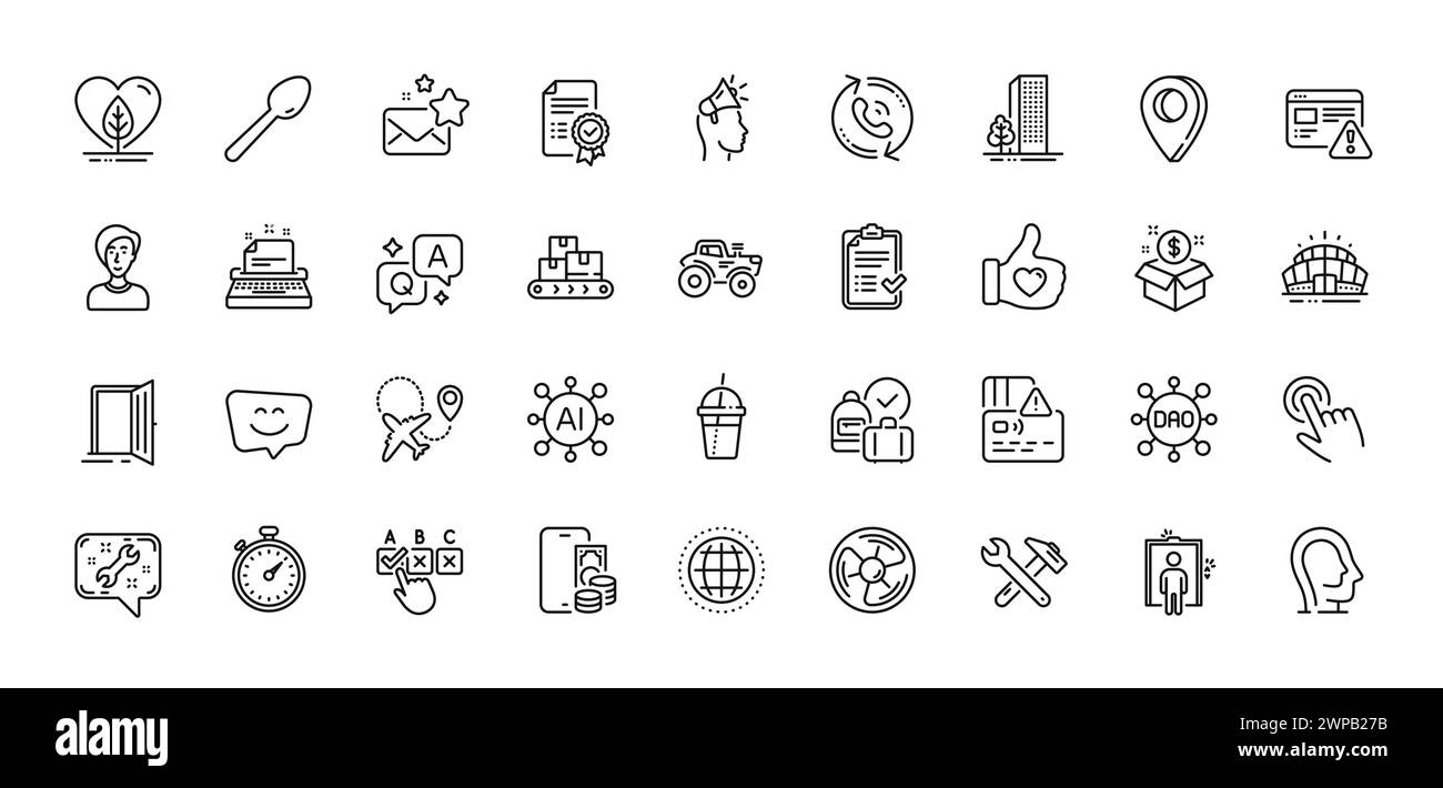 Local grown, Call center and Arena stadium line icons pack. For web app ...