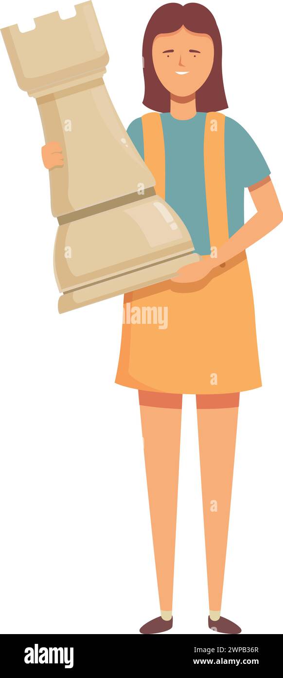 Tower piece chess icon cartoon vector. Strategy winner. Student cute ...