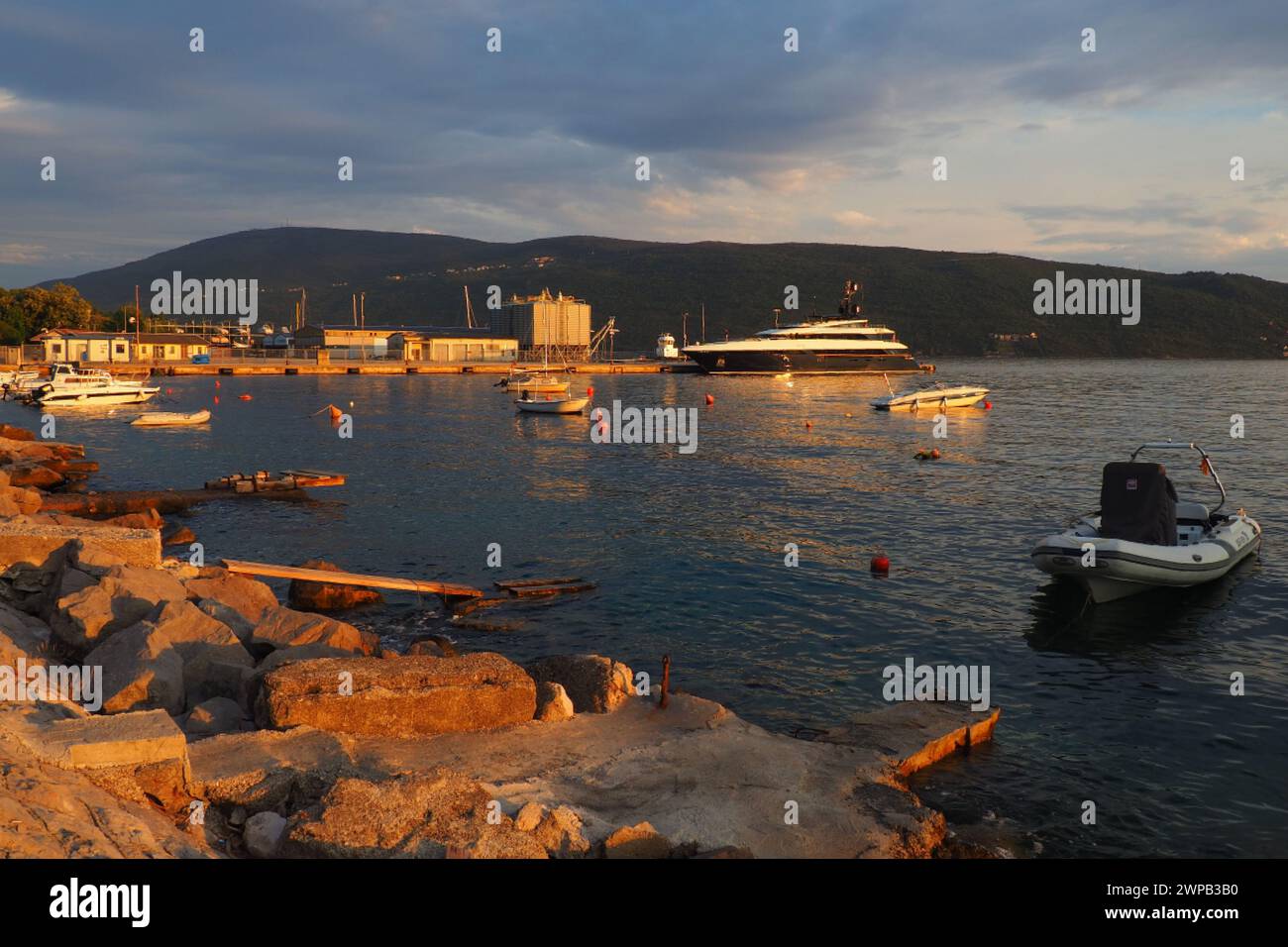 Zelenika, Herceg Novi, Montenegro, 08.13.2022 Boats are at anchor ...