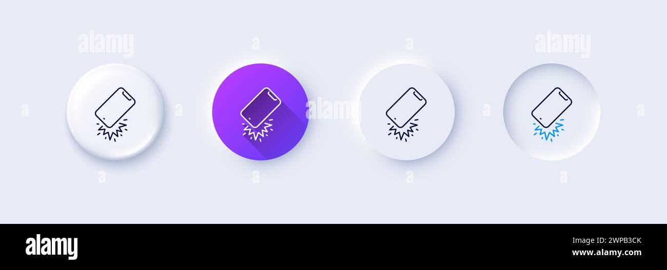 Smartphone falling line icon. Phone crash sign. Mobile device. Line ...