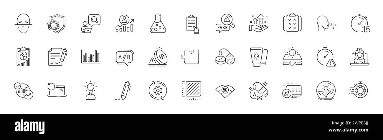 Sunscreen, Education and Chemistry lab line icons. For web app, printing. Line icons. Vector ...