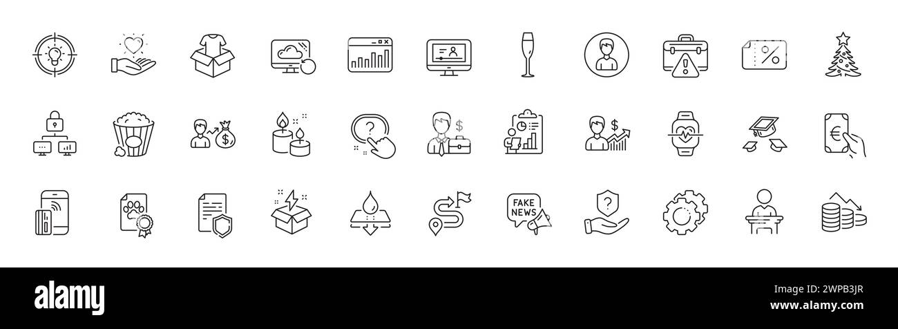 Cardio training, Question button and Discount banner line icons. For ...