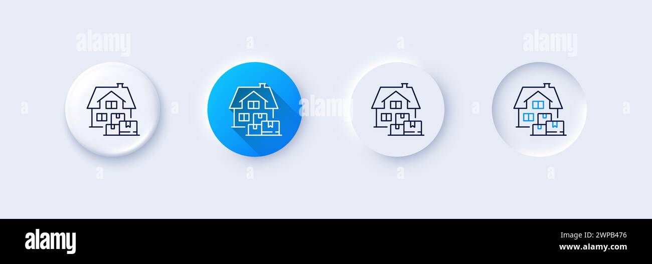 Home moving line icon. Packing things sign. Line icons. Vector Stock ...