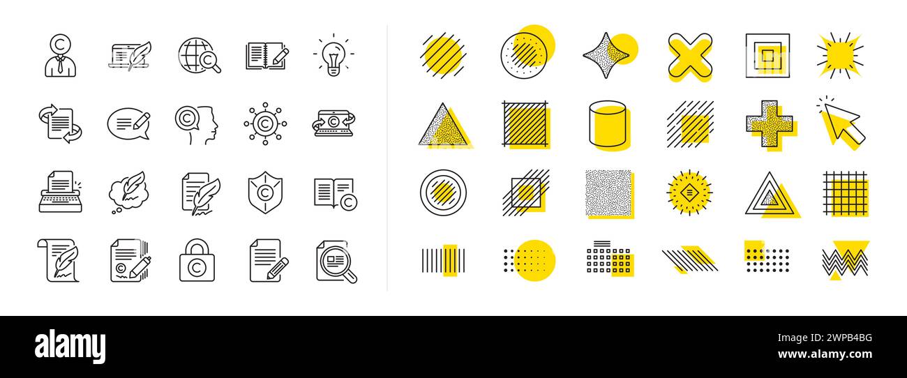 Copywriting line icons. Copyright, Typewriter. Design elements. Vector ...