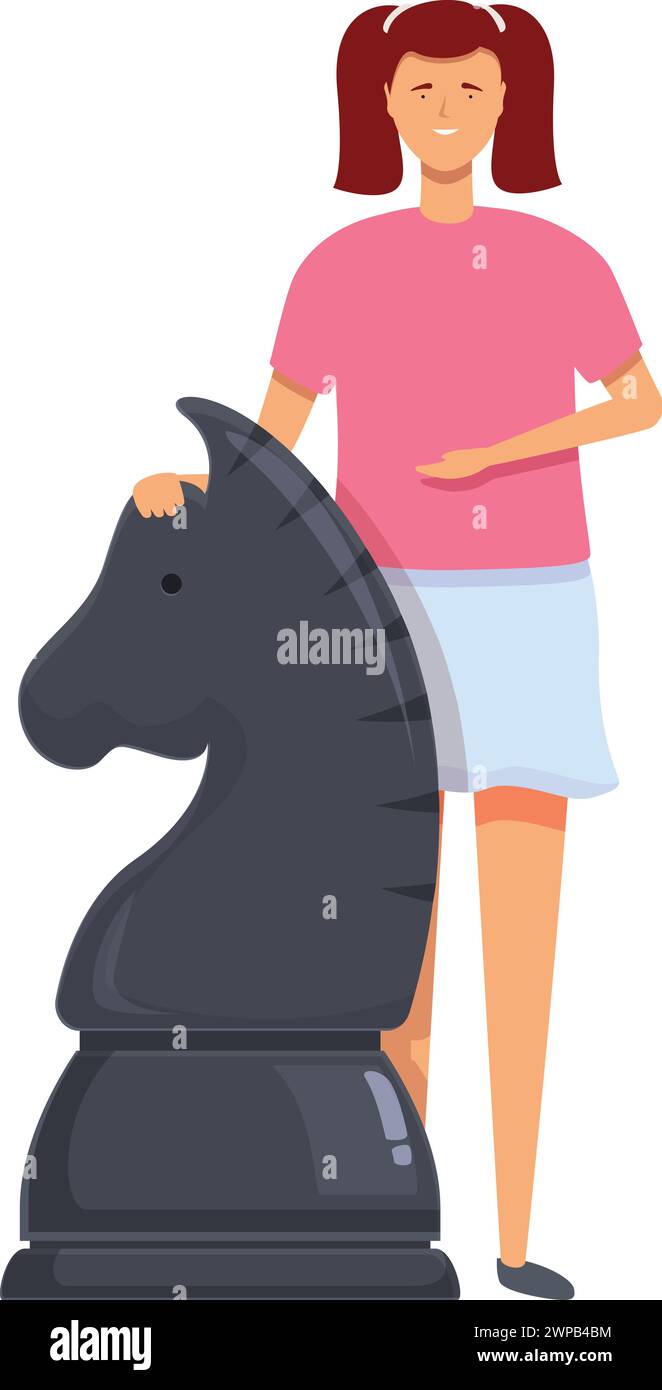 Horse playing chess icon cartoon vector. Big outdoor game. Person logic ...