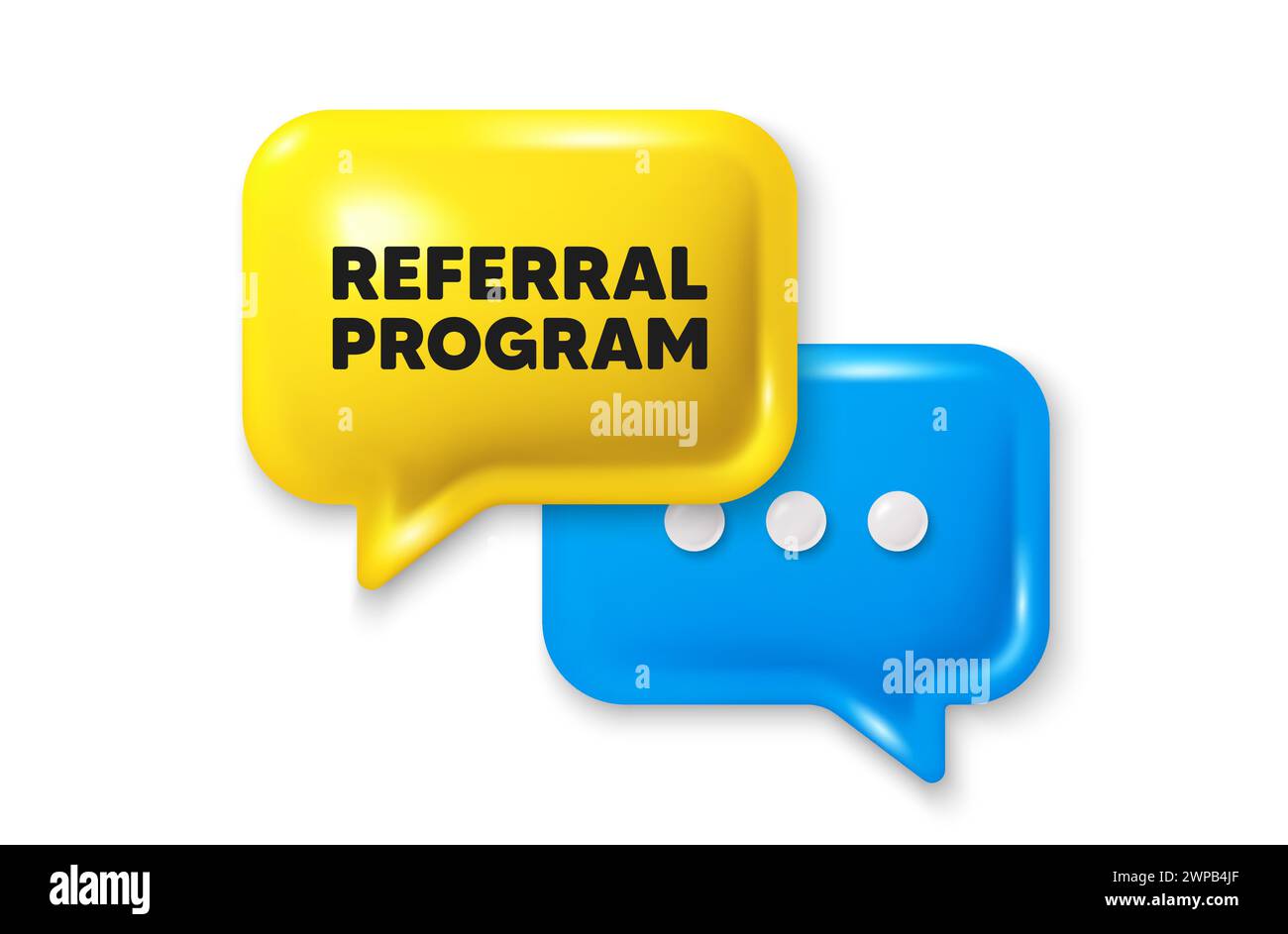 Referral program symbol. Refer a friend sign. Chat speech bubble 3d ...
