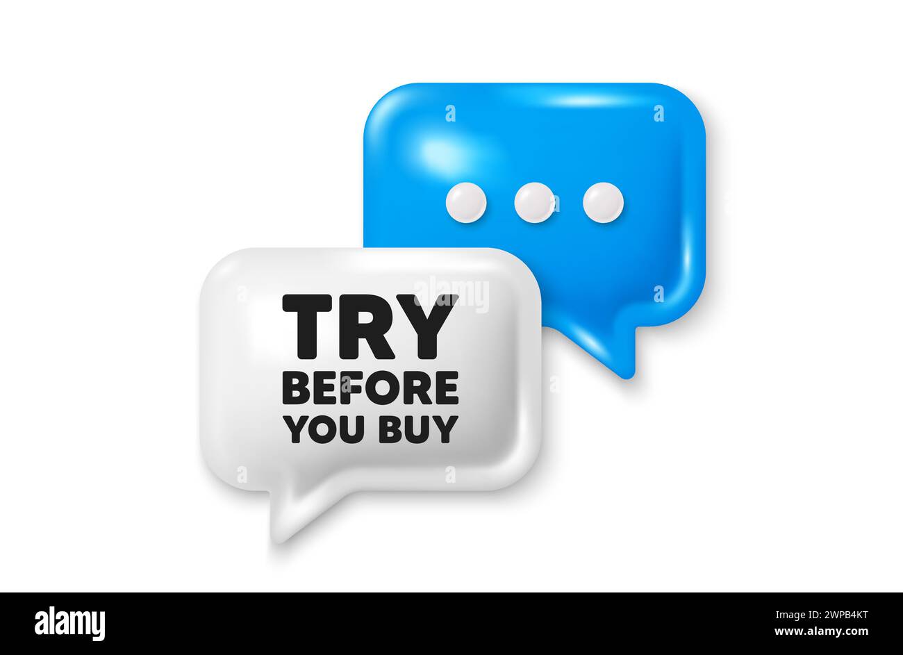Try before you buy tag. Special offer price sign. Chat speech bubble 3d ...