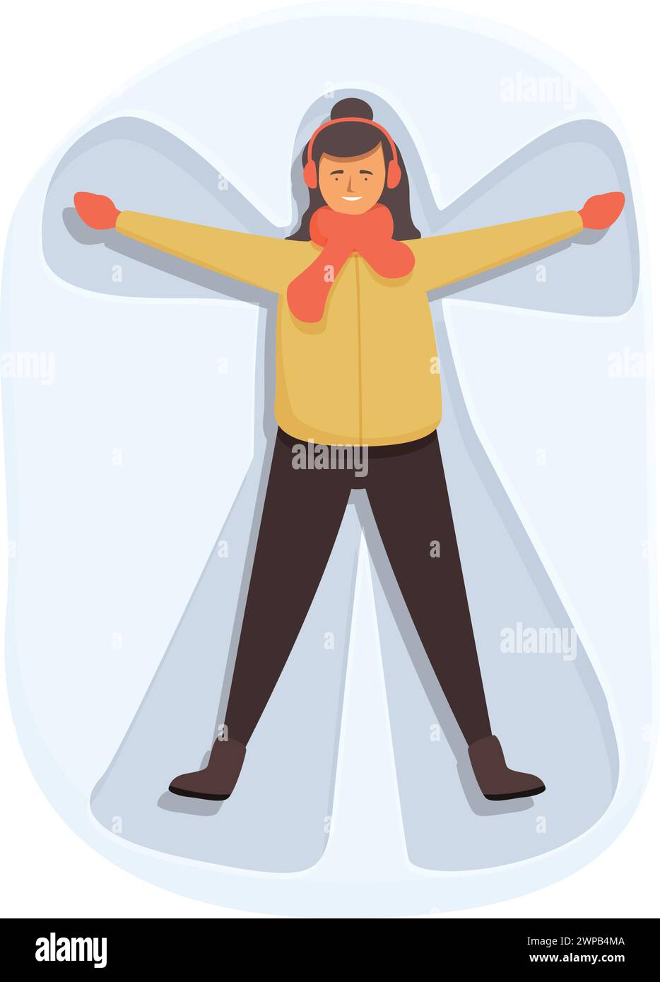 Cute person snow angel icon cartoon vector. Funny card. Friend nature ...