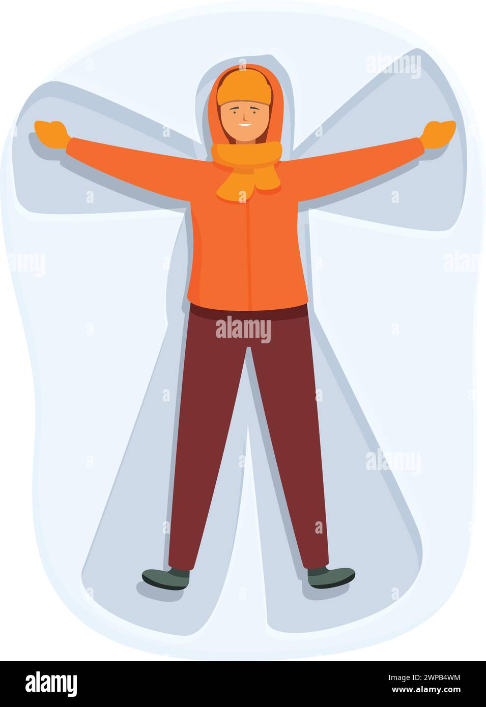 Funny winter drawing icon cartoon vector. Snow angel. Winter time fun ...