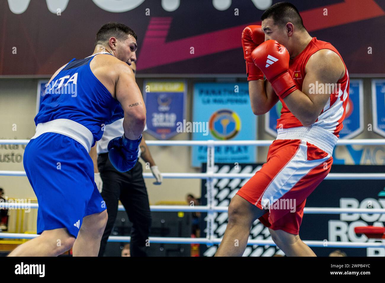 Busto Arsizio, Italy. 06th Mar, 2024. Toktosun Uulu Bakyt (Kgz) in red ...