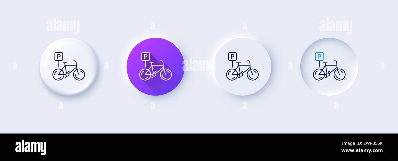 Bicycle parking line icon. Bike park sign. Line icons. Vector Stock ...