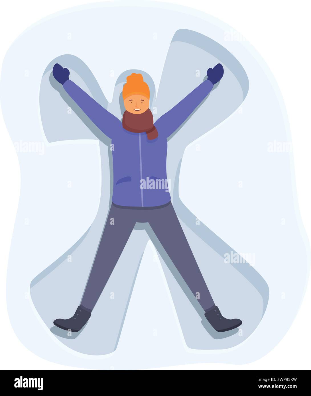 Winter time play icon cartoon vector. White snow fall. Snow angel Stock ...