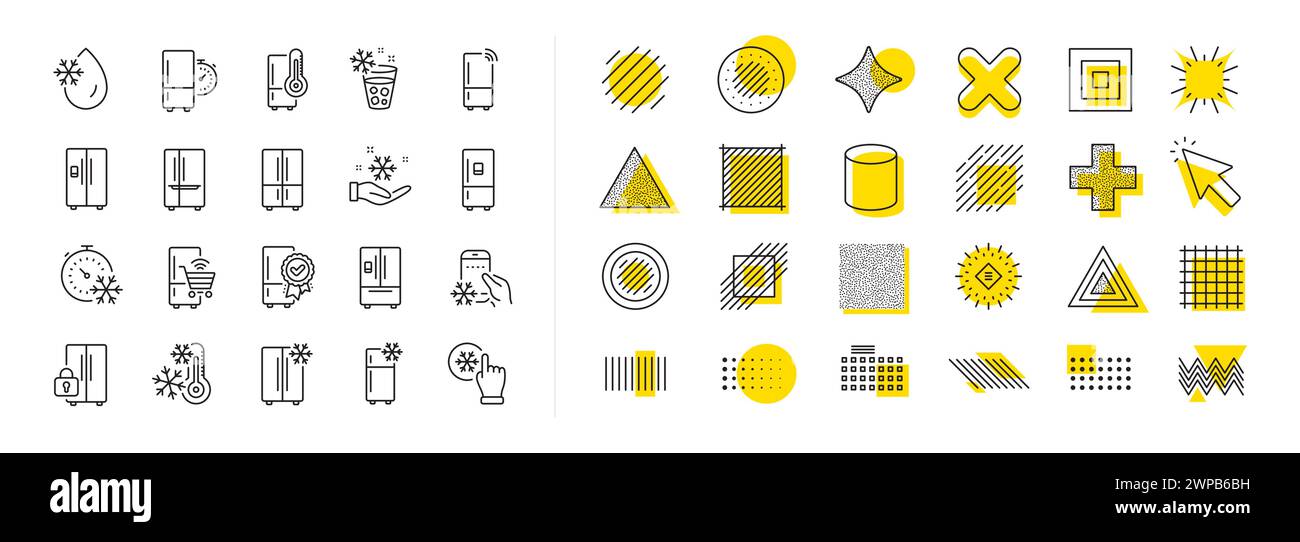 Fridge line icons. Refrigerator, freezer storage, smart fridge machine ...