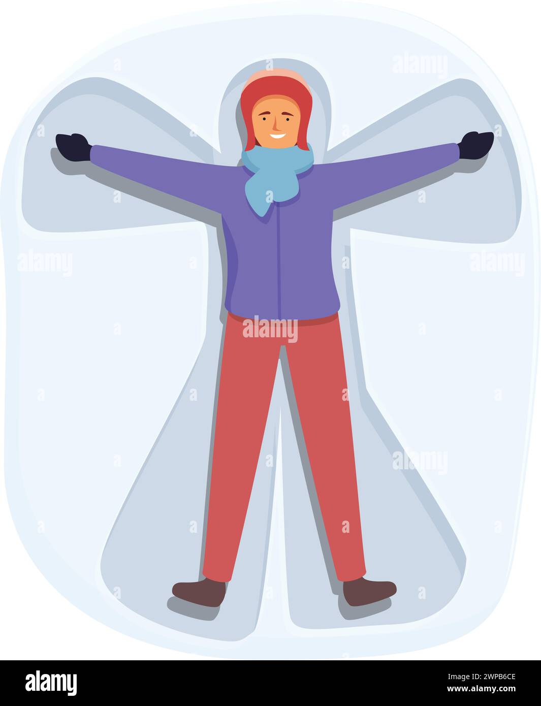 Funny snow angel icon cartoon vector. Fun family outdoor. Person ...